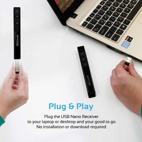 Promate RF Presenter, Wireless Lightweight 2.4Ghz USB PowerPoint ...
